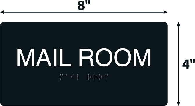 Mail Room Black Acrylic Wall Sign - 4" x 8", ADA Sign Store