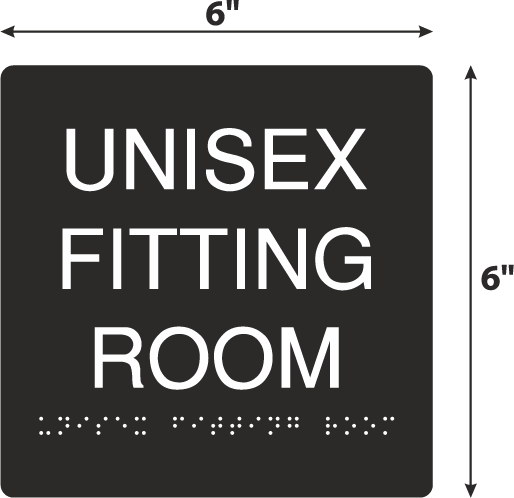 Unisex Fitting Room Black Acrylic Wall Sign - 6" x 6", ADA Sign Store