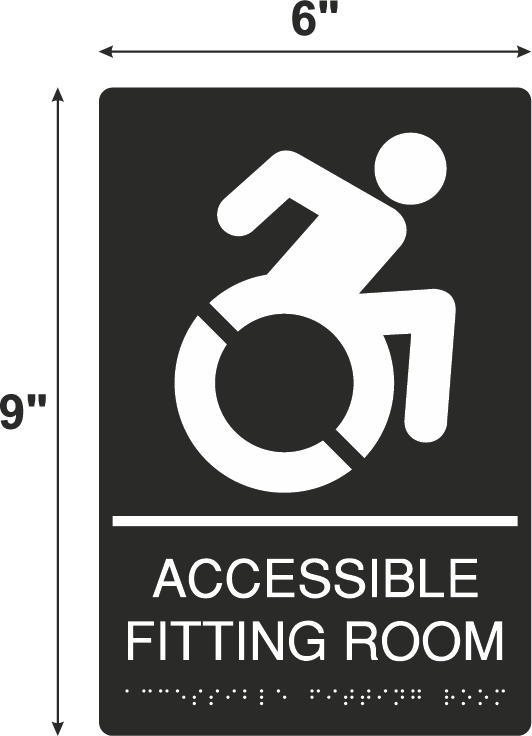 Accessible Fitting Room Black Acrylic Wall Sign - 9" x 6", ADA Sign Store