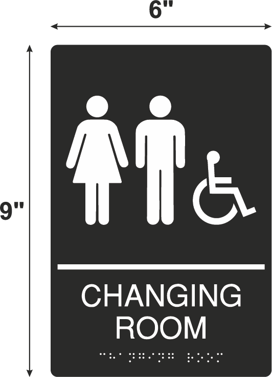 Accessible Changing Room Black Acrylic Wall Sign - 9" x 6", ADA Sign Store