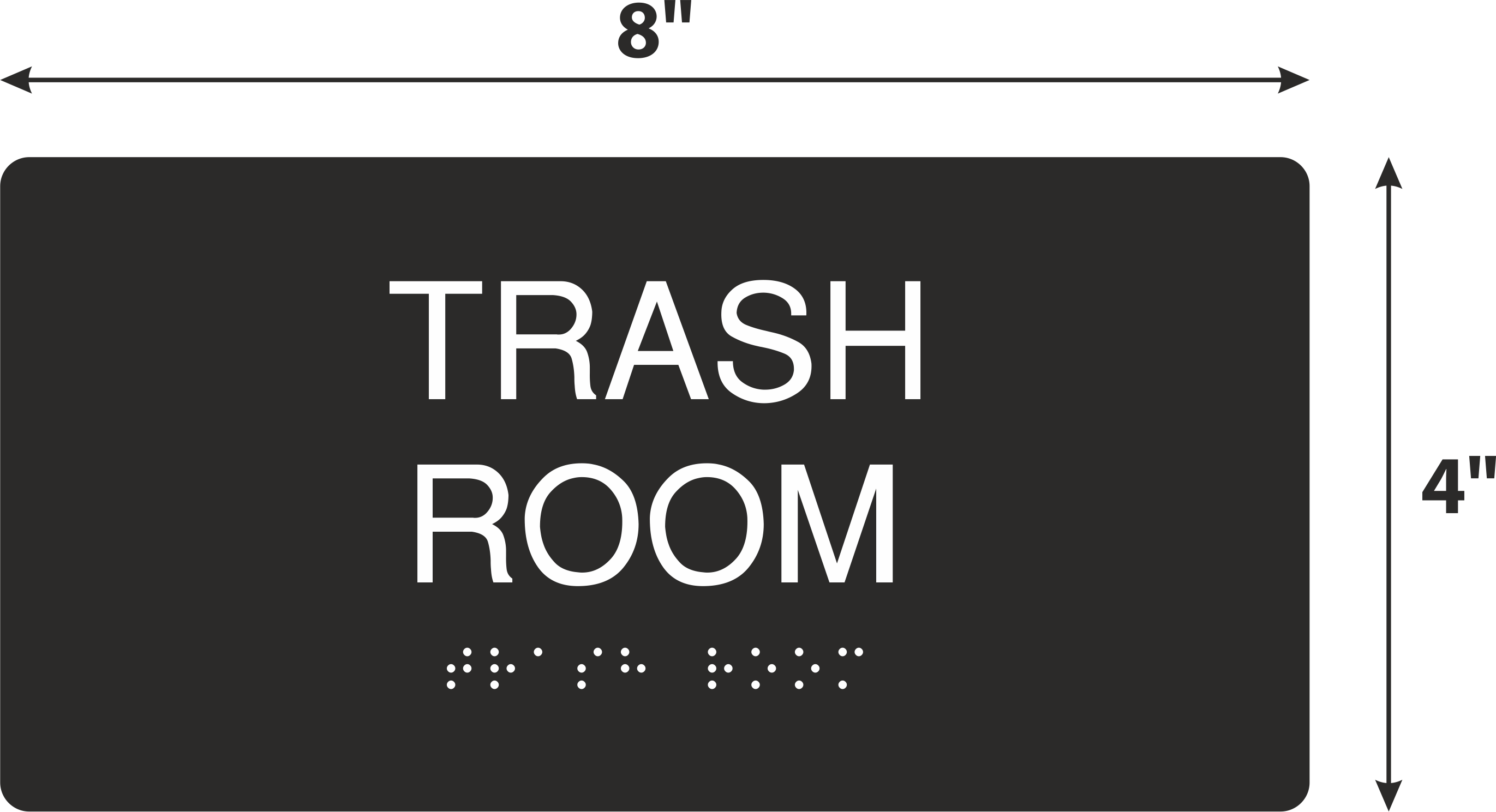 Trash Room Black Acrylic Wall Sign - 4" x 8", ADA Sign Store