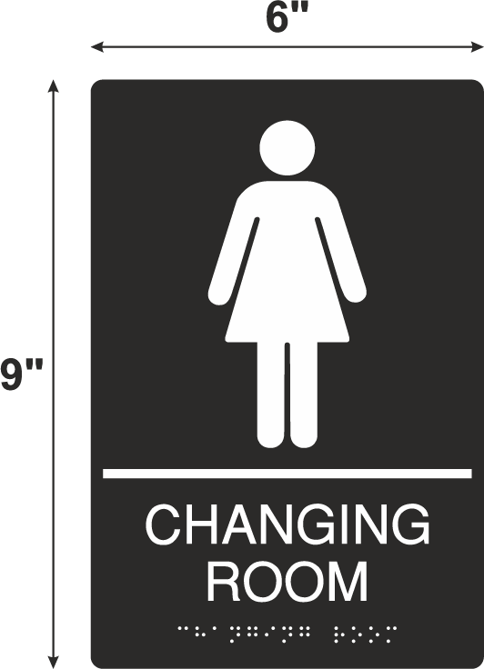 Women Changing Room Black Acrylic Wall Sign - 9" x 6", ADA Sign Store