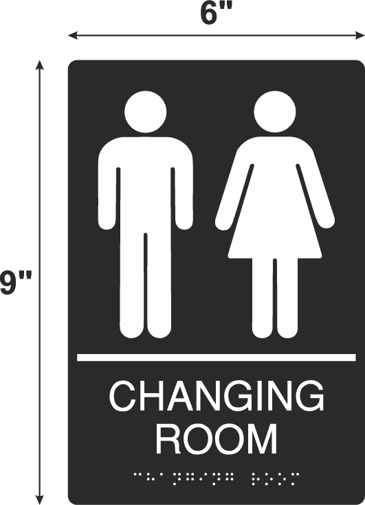 Unisex Changing Room Black Acrylic Wall Sign - 9" x 6", ADA Sign Store