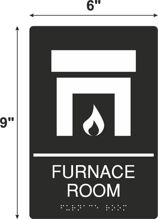 Furnace Room Black Acrylic Wall Sign - 9" x 6", ADA Sign Store