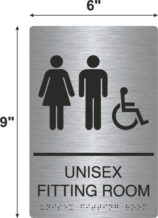 Accessible Unisex Fitting Room Black Acrylic Wall Sign - 9" x 6", ADA ...