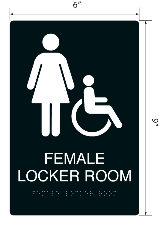 Female Locker Room' Acrylic ADA Braille Sign - 9" x 6", ADA Sign Store