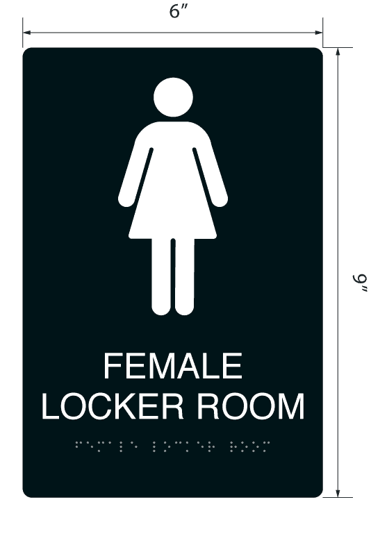 Female Locker Room' Acrylic ADA Braille Sign - 9" x 6"