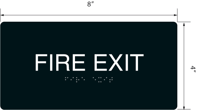 Fire Exit' Acrylic ADA Braille Sign - 4" x 8"