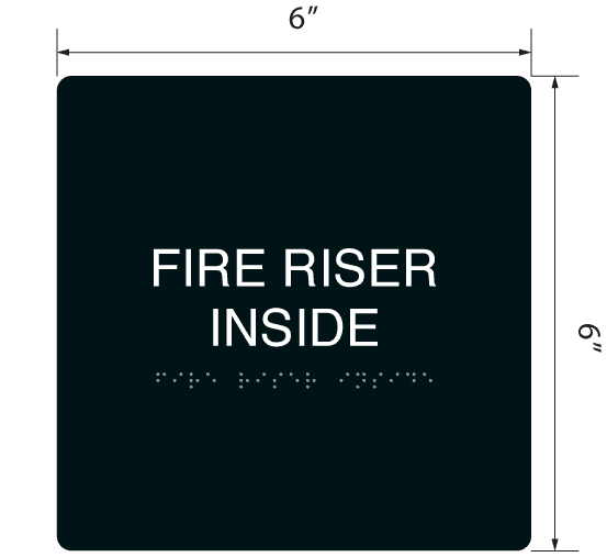 Fire Riser Inside' Acrylic ADA Braille Sign - 6" x 6"