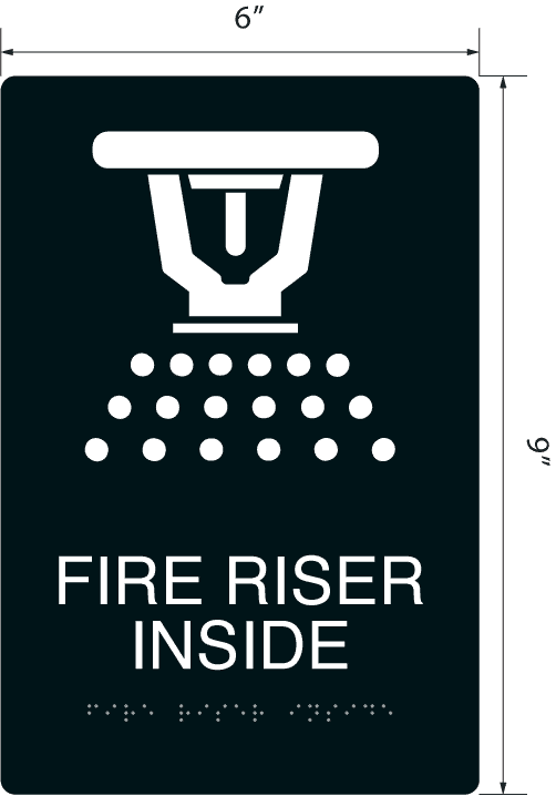 Fire Riser Inside' Acrylic ADA Braille Sign - 9" x 6"
