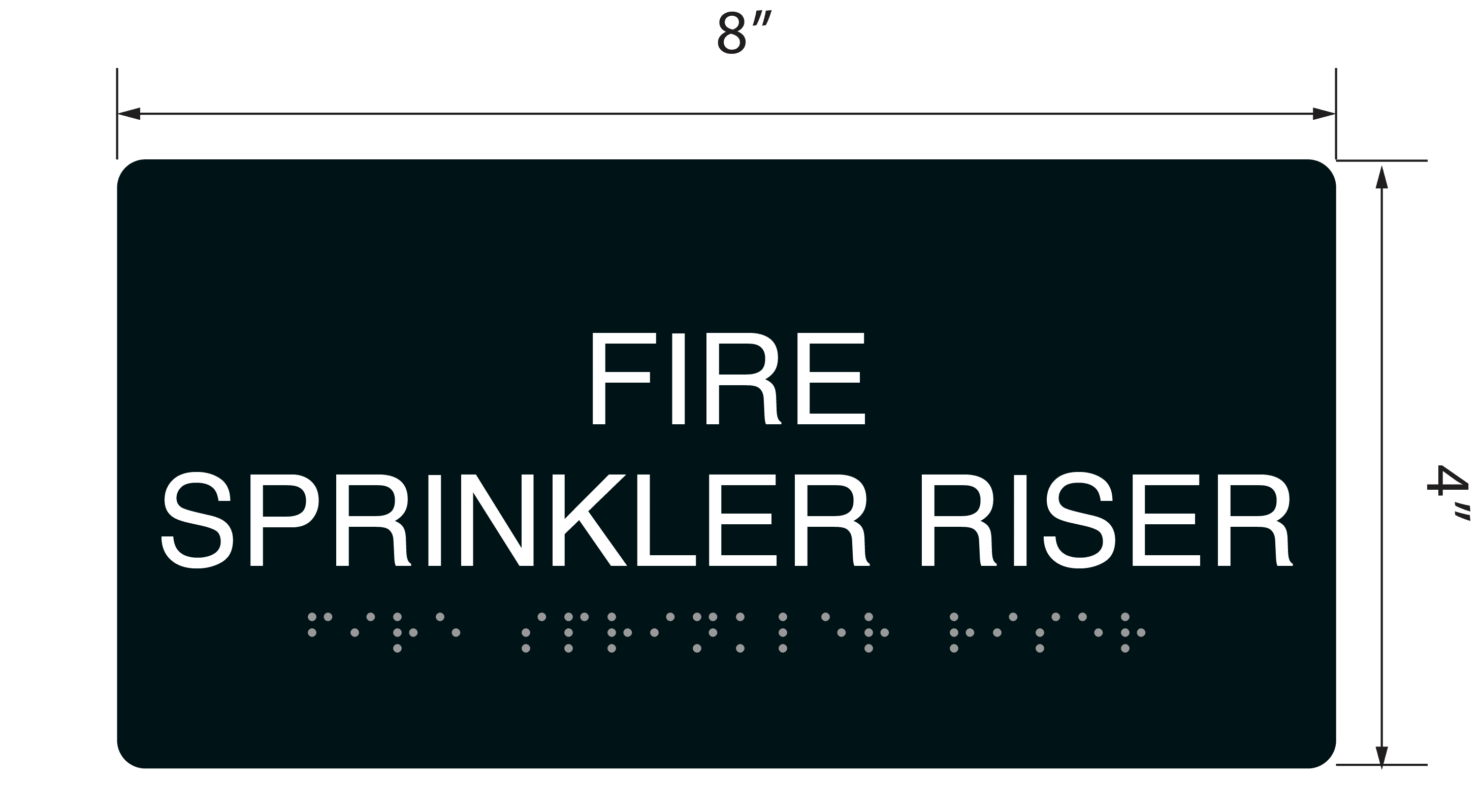 Fire Sprinkler Riser' Acrylic ADA Braille Sign - 4" x 8"