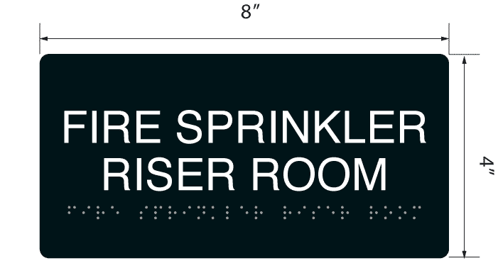 Fire Sprinkler Riser Room' Acrylic ADA Braille Sign - 4" x 8"
