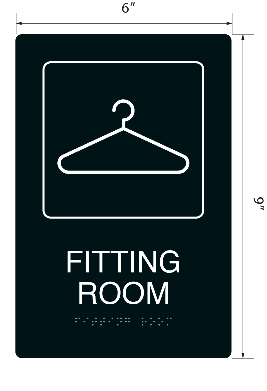 Fitting Room' Acrylic ADA Braille Sign - 9" x 6"