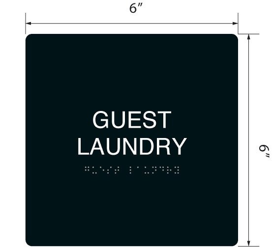Guest Laundry' Acrylic ADA Braille Sign - 6" x 6"