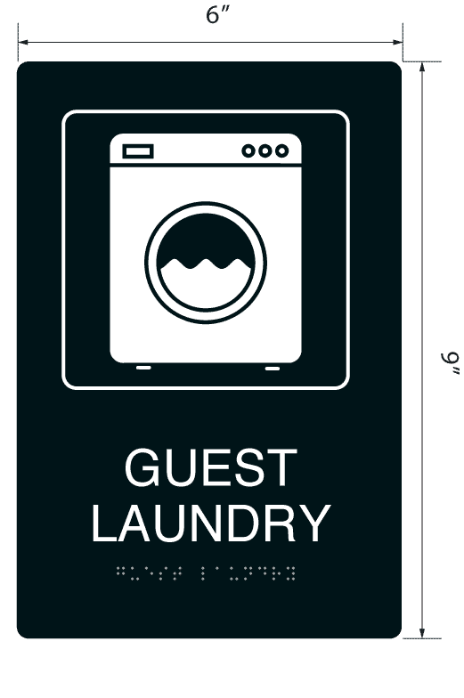 Guest Laundry' Acrylic ADA Braille Sign - 9" x 6"