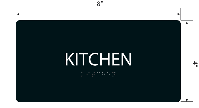 Kitchen' Acrylic ADA Braille Sign - 4" x 8"