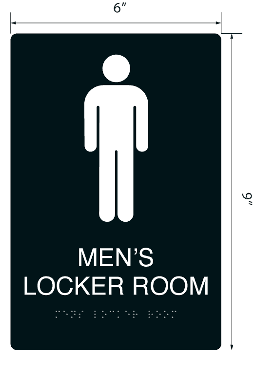 Mens Locker Room' Acrylic ADA Braille Sign - 9" x 6"