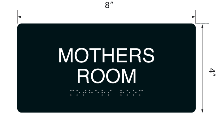 Mothers Room' Acrylic ADA Braille Sign - 4" x 8"