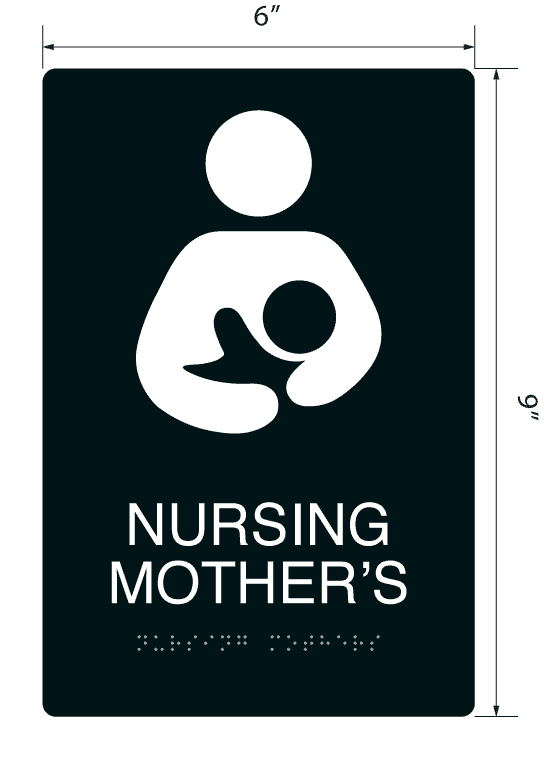 Nursing Mothers' Acrylic ADA Braille Sign - 9" x 6"