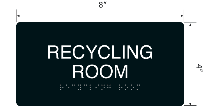 Recycling Room' Acrylic ADA Braille Sign - 4" x 8", ADA Sign Store