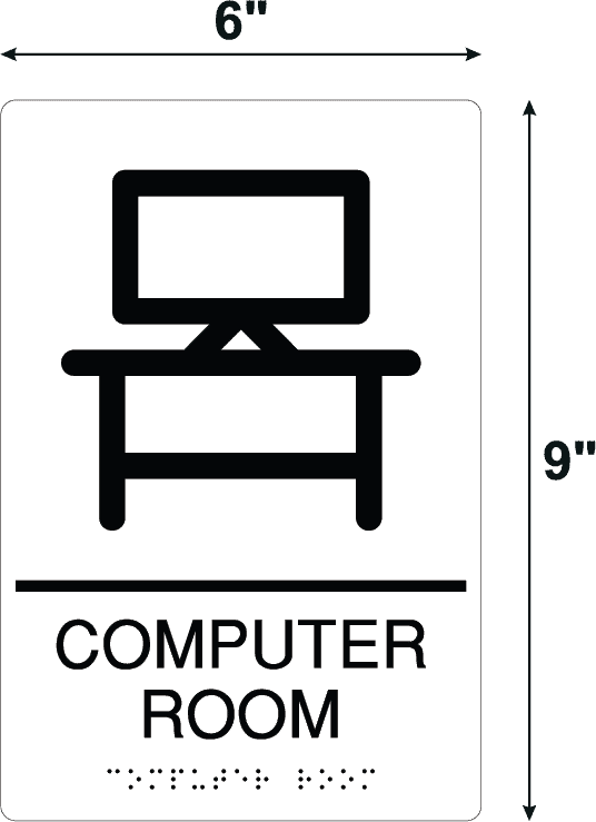 Computer Room Black Acrylic Wall Sign - 9" x 6", ADA Sign Store