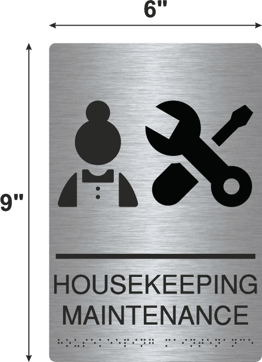 Housekeeping Maintenance Black Acrylic Wall Sign - 9" x 6", ADA Sign Store