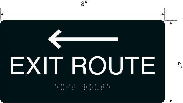 Exit Route' Acrylic ADA Braille Sign - 4" x 8"
