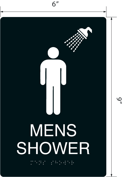 Mens Shower' Acrylic ADA Braille Sign - 9" x 6"