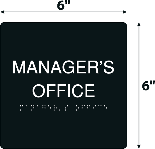 Managers Office Black Acrylic Wall Sign - 6" x 6", ADA Sign Store