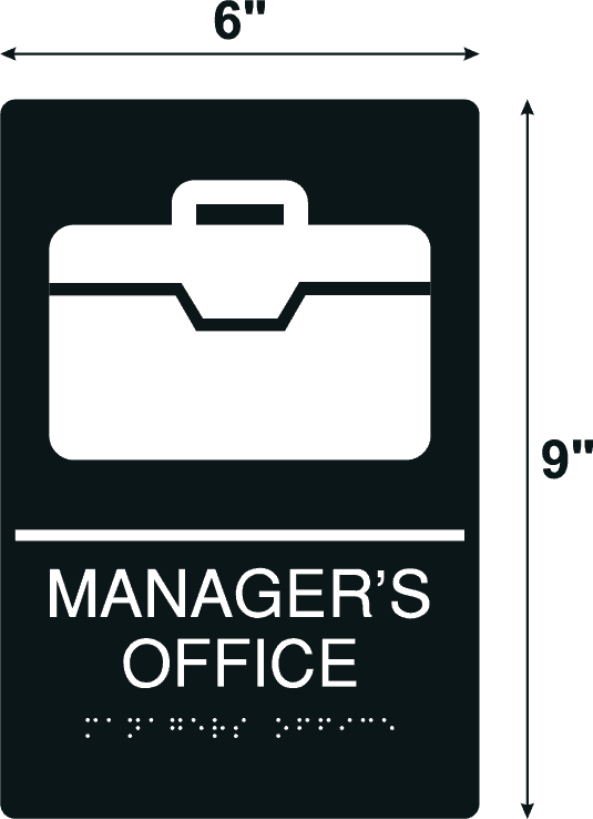 Managers Office Black Acrylic Wall Sign - 9" x 6", ADA Sign Store