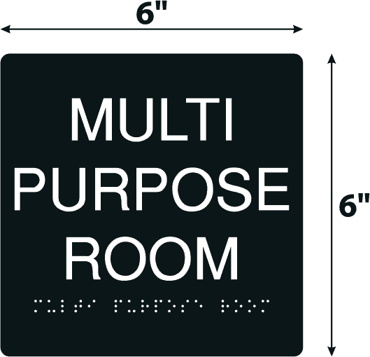 Multi Purpose Room Black Acrylic Wall Sign - 6" x 6", ADA Sign Store