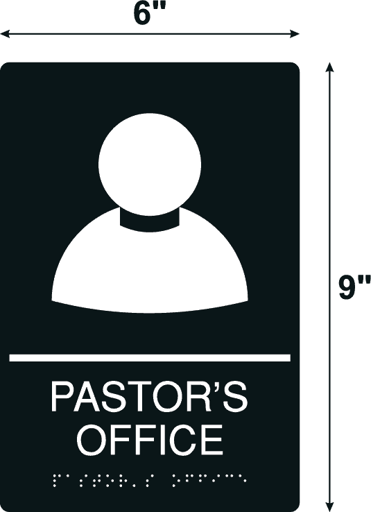 Pastors Office Black Acrylic Wall Sign - 9" x 6", ADA Sign Store