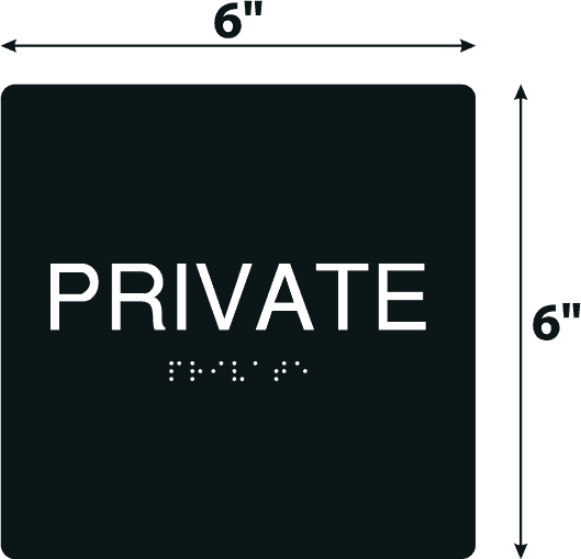 Private Black Acrylic Wall Sign - 6" x 6", ADA Sign Store