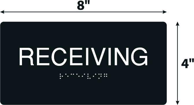 Receiving Black Acrylic Wall Sign - 4" x 8", ADA Sign Store