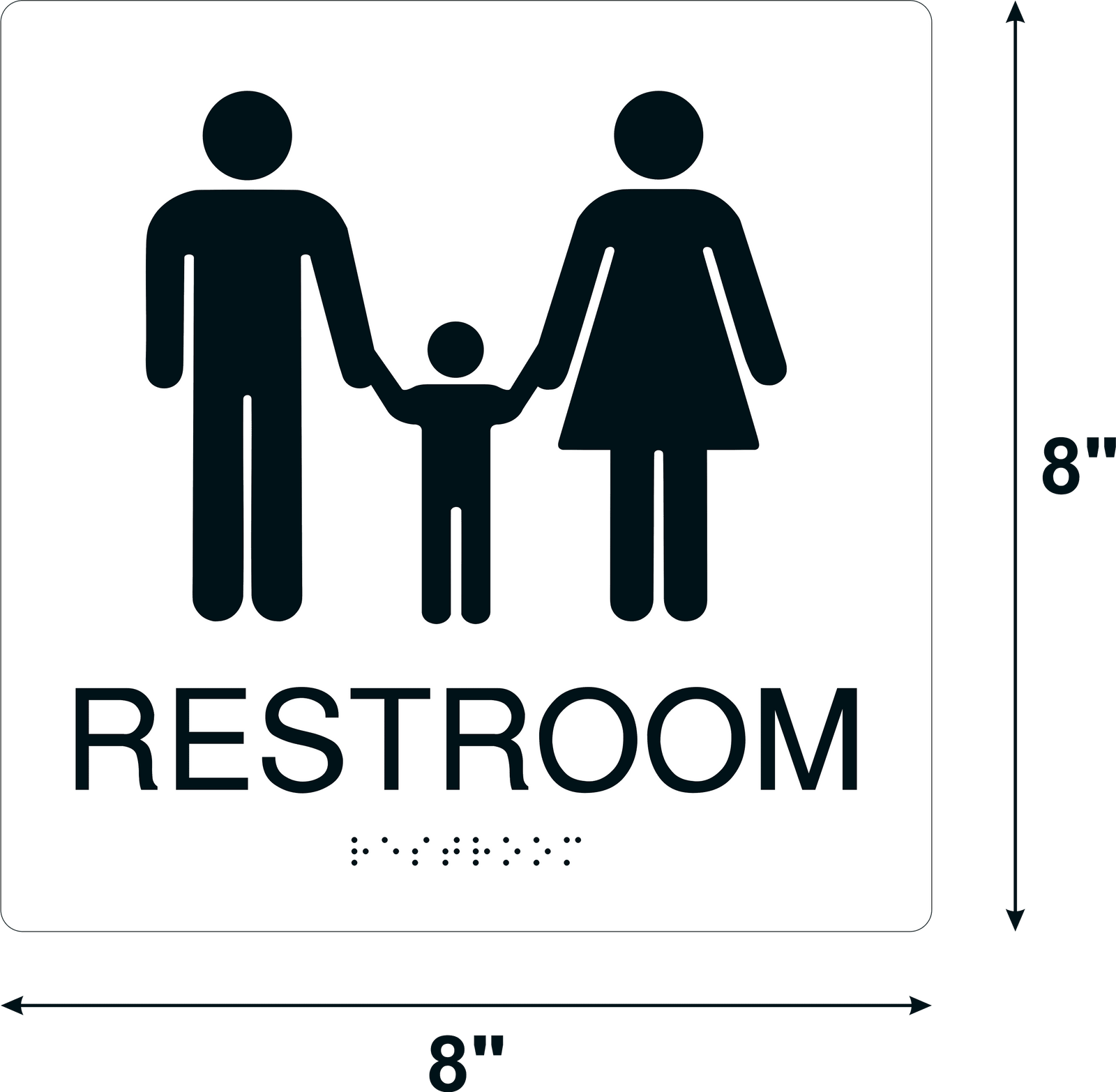 Restroom' Acrylic Restroom ADA Braille Sign - 8" x 8", ADA Sign Store