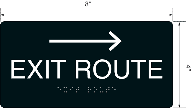 Exit Route' Acrylic ADA Braille Sign - 4" x 8"