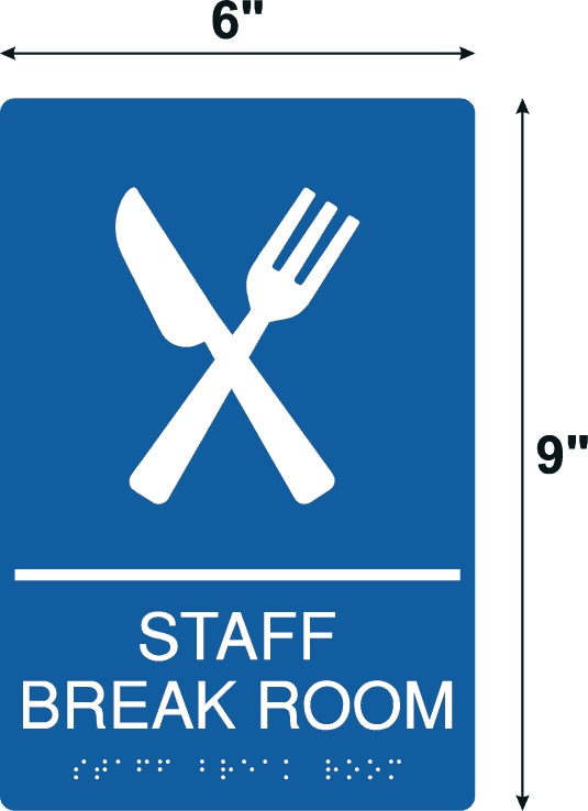 Staff Break Room Black Acrylic Wall Sign - 9" x 6", ADA Sign Store