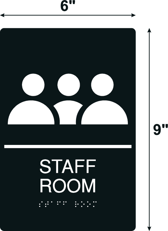 Staff Room Black Acrylic Wall Sign - 9" x 6", ADA Sign Store
