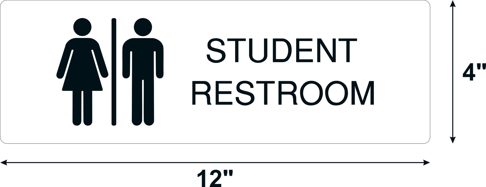 Student Restroom' Black Acrylic Restroom Wall Sign - 4" x 12", ADA Sign ...