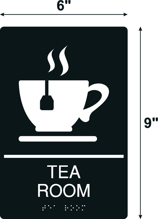 Tea Room Black Acrylic Wall Sign - 9" x 6", ADA Sign Store