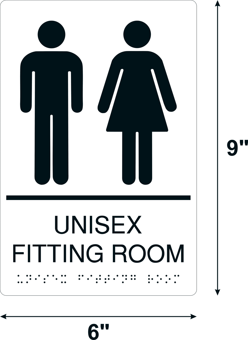 Unisex Fitting Room Black Acrylic Wall Sign - 9" x 6", ADA Sign Store