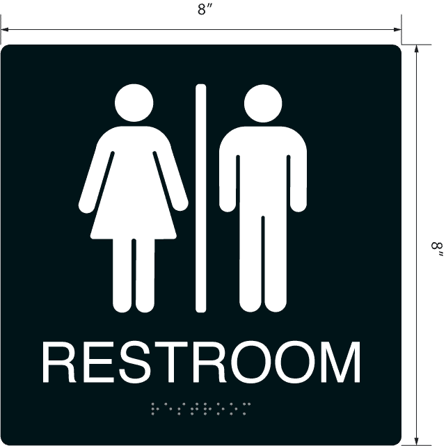Restroom' Acrylic Restroom ADA Braille Sign - 8" x 8", ADA Sign Store