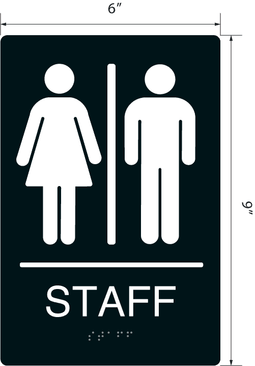 Staff' Acrylic Restroom ADA Braille Sign - 9" x 6", ADA Sign Store