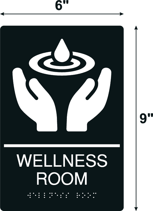 Wellness Room Black Acrylic Wall Sign - 9" x 6", ADA Sign Store