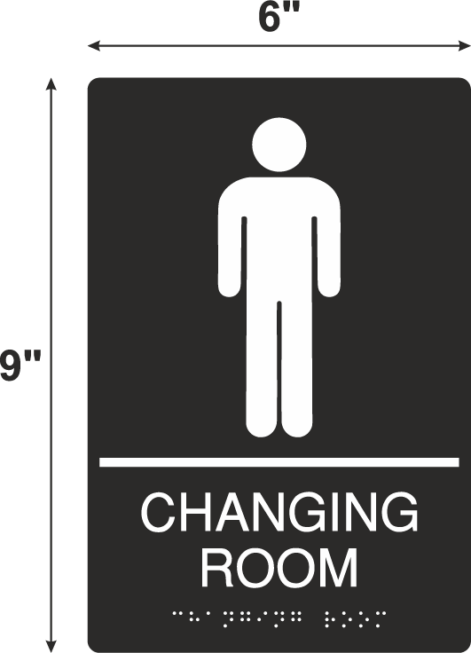 Men Changing Room Black Acrylic Wall Sign - 9" x 6", ADA Sign Store